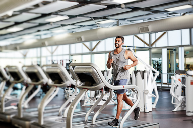 Working out at the gym